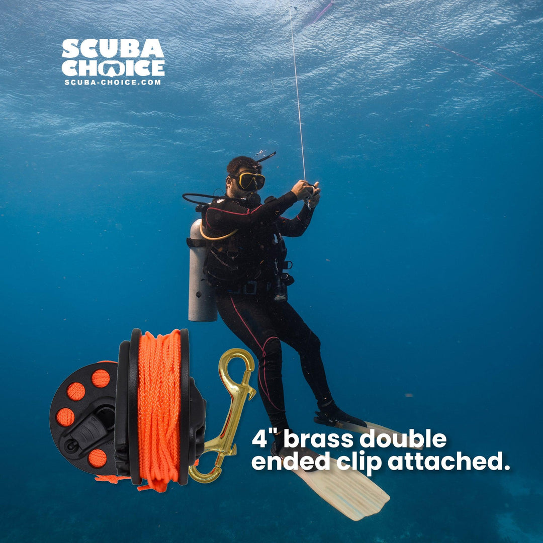 Scuba Diving Compact Finger Spool with Plastic Handle 65ft - Orange Li ...
